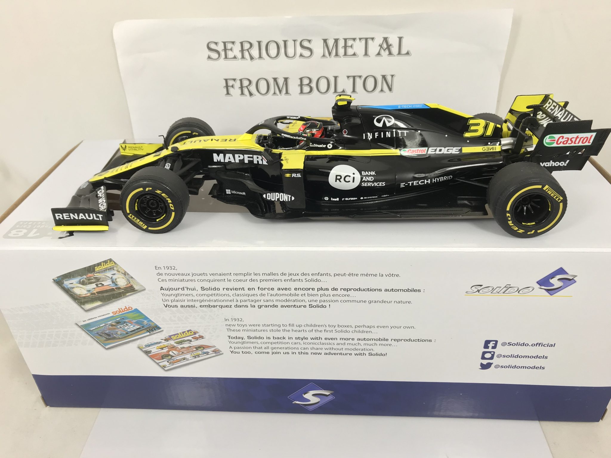 SOLIDO 1806801 RENAULT SPORT F1 RS20 BRITISH GP SILVERSTONE 2020 # 31 ...