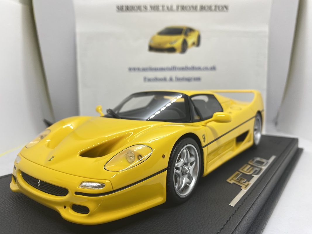 BBR P18189B FERRARI F50 COUPE 1995 YELLOW (WITH DISPLAY CASE) 1:18 ...