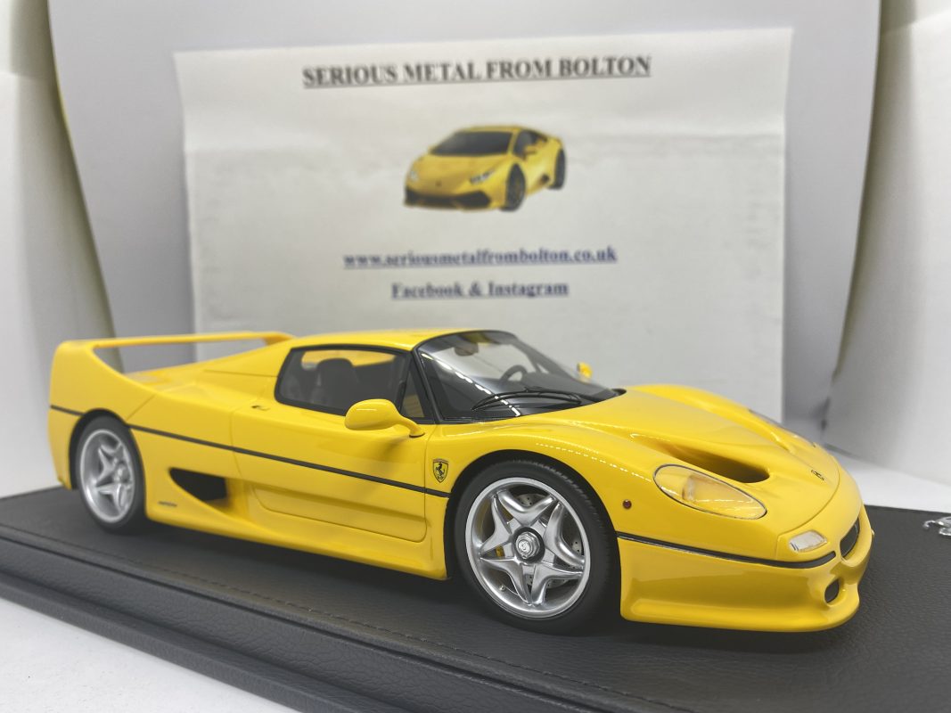 BBR P18189B FERRARI F50 COUPE 1995 YELLOW (WITH DISPLAY CASE) 1:18 ...