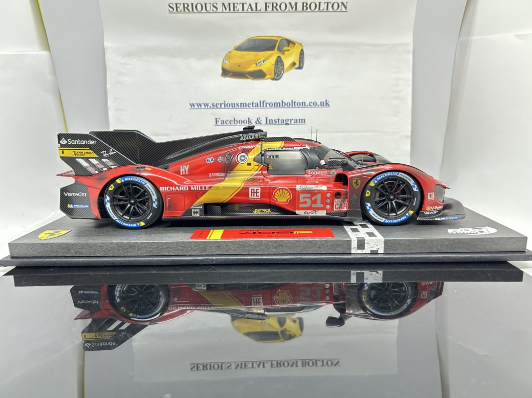 BBR P18235 DIRTY FERRARI 499P HYPERCAR WINNER LE MANS 2023 #51 RACE END ...