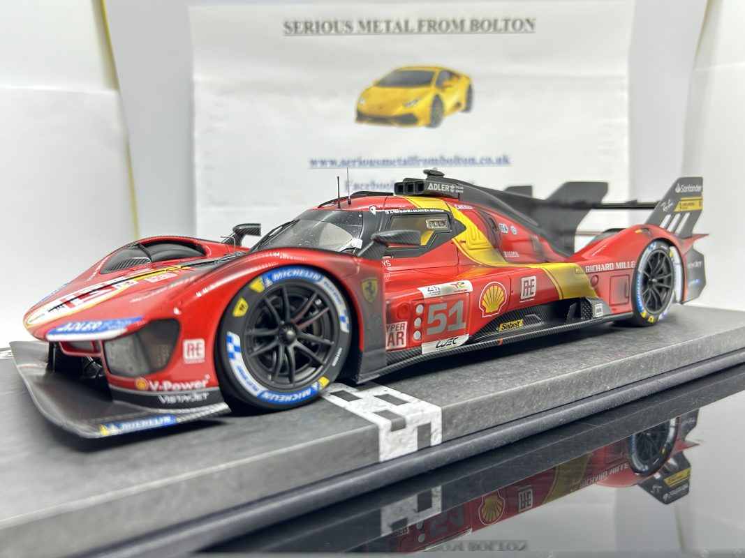 BBR P18235 DIRTY FERRARI 499P HYPERCAR WINNER LE MANS 2023 #51 RACE END ...